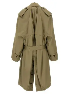 Balenciaga Draped Neck Trench Coat - Cream