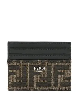 Fendi Ff Jacquard Fabric Card Holder - Brown