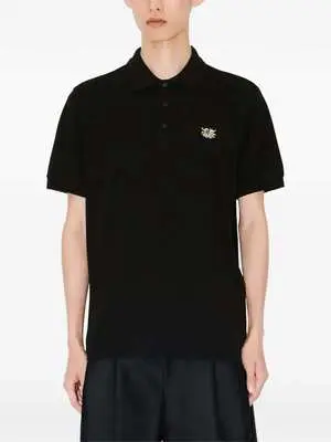 Kenzo Cotton Polo Shirt With Logo Appliqu - Black