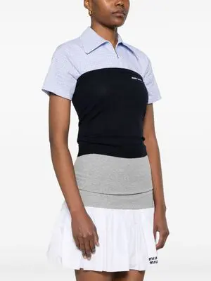 Miu Miu Wool Strapless Top With Embroidered Logo