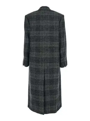 Isabel Marant Étoile Grey Checked Wool Double-breasted Coat - Multicolor