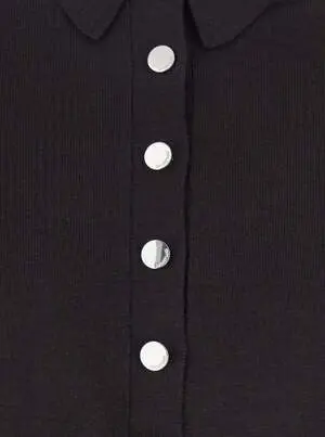 Sportmax Perseo Cropped Cardigan With Button-down Collar And Ribbed Trims - Multicolor