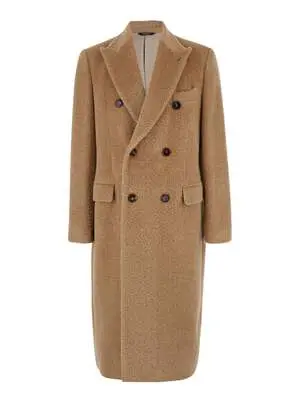 Dolce & Gabbana Beige Double-breasted Wool Blend Coat With Peak Lapel