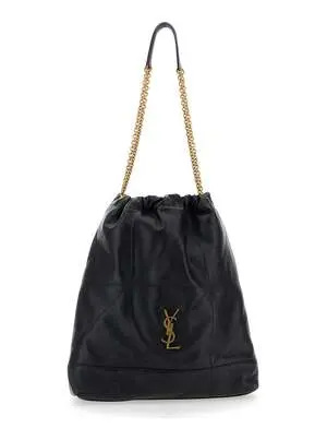 Saint Laurent Jamie Shoulder Bag With Two Top Handles And Cassandre Plate In Black Leather - Multicolor