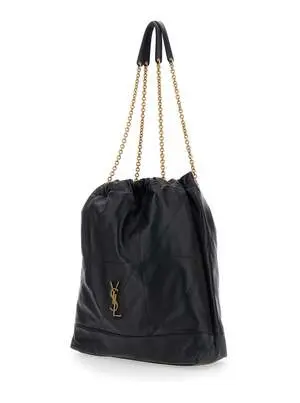 Saint Laurent Jamie Shoulder Bag With Two Top Handles And Cassandre Plate In Black Leather - Multicolor