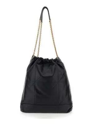 Saint Laurent Jamie Shoulder Bag With Two Top Handles And Cassandre Plate In Black Leather - Multicolor