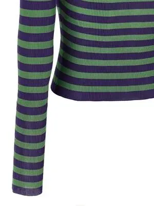 Dolce & Gabbana Striped Ribbed Crew Neck Long Sleeve Sweater