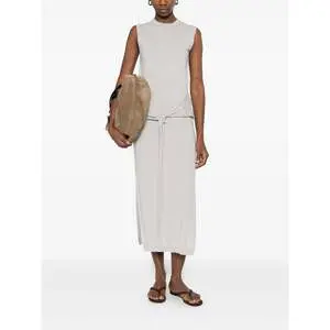 LEMAIRE Sleeveless Round Neck Midi Dress - Gray