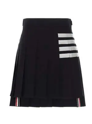 Thom Browne Pleated Skirt With Signature Stripes - Blue