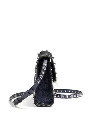 Valentino Garavani Rockstud Small Shoulder Bag In Laminated Leather - Blue