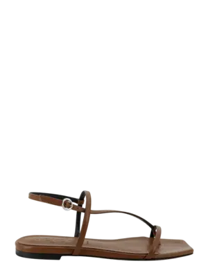 AeydĒ Ella Flat Leather Sandals - Brown