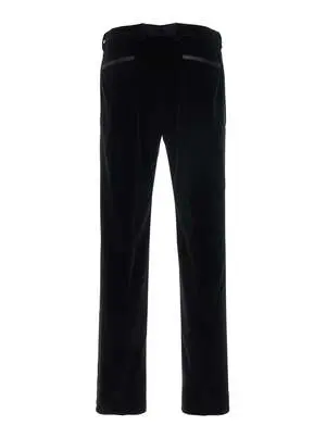 Dolce & Gabbana Black Velvet Stretch Pants With Belt Loops - Multicolor