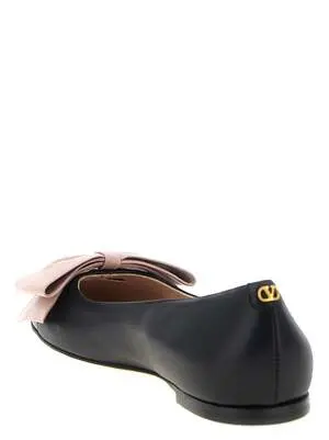 Valentino Garavani Kidskin Ballet Flats With Bow Detail - Black