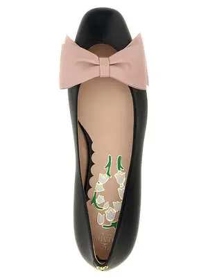 Valentino Garavani Kidskin Ballet Flats With Bow Detail - Black