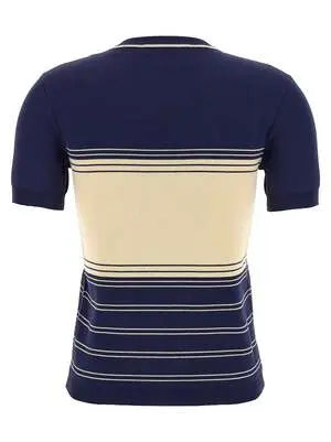 Valentino Garavani Striped Knit T-shirt With "chez " Embroidery