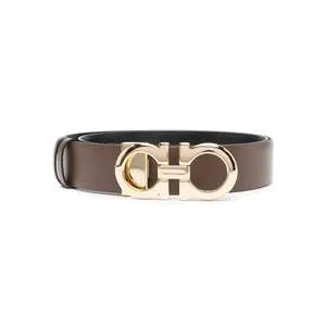 FERRAGAMO Gancini Buckle Reversible Leather Belt - Brown