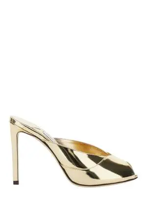 JIMMY CHOO Brigitte Mule 100mm Gold Glitter Heel - Multicolor