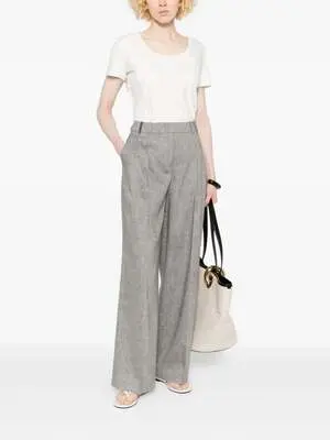 Peserico Wide Leg Linen Trousers - Multicolor