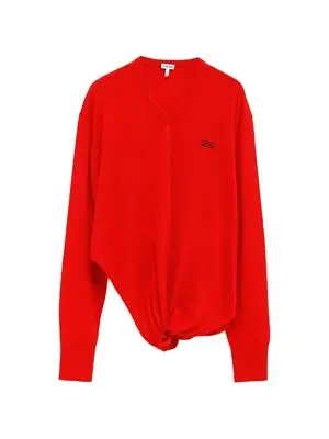 Loewe Wool V-neck Sweater With Twisted Detail - Multicolor