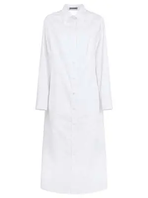 Balenciaga Draped Back Cotton Poplin Dress - White