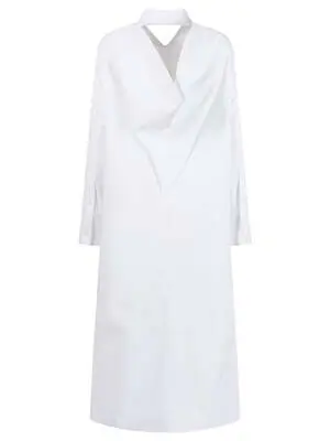 Balenciaga Draped Back Cotton Poplin Dress - White