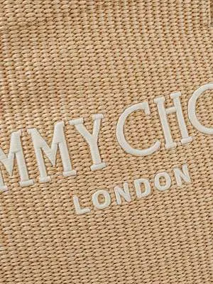 JIMMY CHOO Raffia Shopping Bag With Lettering Logo - Multicolor