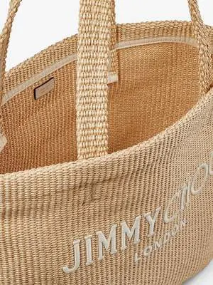 JIMMY CHOO Raffia Shopping Bag With Lettering Logo - Multicolor