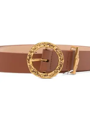 Zimmermann Solena Belt Brown Leather With Gold-tone Round Buckle - Multicolor
