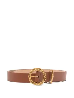 Zimmermann Solena Belt Brown Leather With Gold-tone Round Buckle - Multicolor