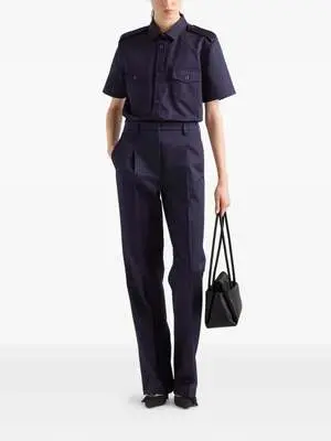 Prada Cotton Short Sleeve Shirt With Classic Collar And Pocket