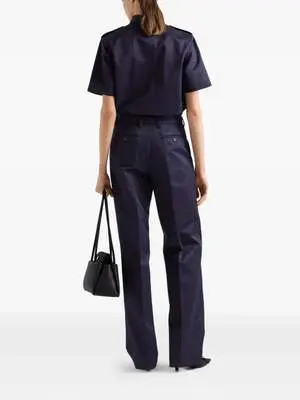 Prada Cotton Short Sleeve Shirt With Classic Collar And Pocket