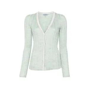 Prada Ice Ribbed Knit V-neck Cardigan - Green