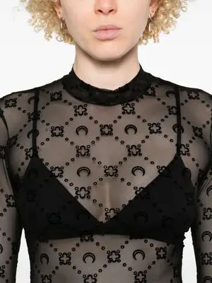 MARINE SERRE Moonogram Mesh Flock Top