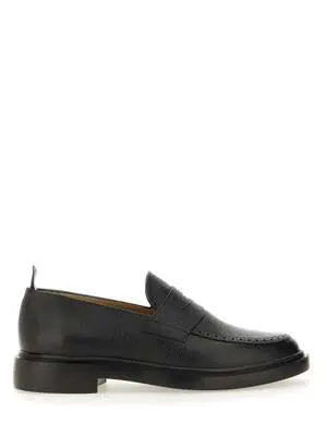 Thom Browne Calf Leather Moccasin Penny Loafers - Black