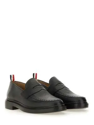 Thom Browne Calf Leather Moccasin Penny Loafers - Black