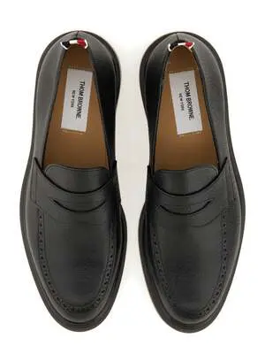 Thom Browne Calf Leather Moccasin Penny Loafers - Black