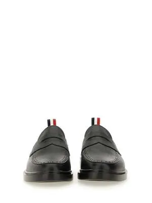 Thom Browne Calf Leather Moccasin Penny Loafers - Black