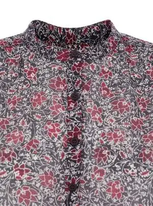 Isabel Marant Étoile Floral Print Cotton Henley Neck Dress - Multicolor