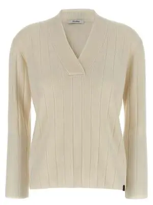Max Mara Arten Cashmere Sweater With Crossed V-neck And Ribbed Detailing