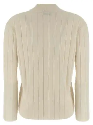 Max Mara Arten Cashmere Sweater With Crossed V-neck And Ribbed Detailing