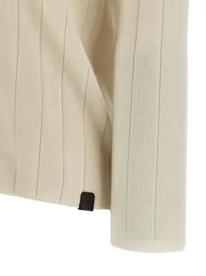 Max Mara Arten Cashmere Sweater With Crossed V-neck And Ribbed Detailing