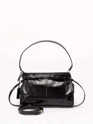 Prada Leather Shoulder Bag With Enameled Triangle Logo - Multicolor