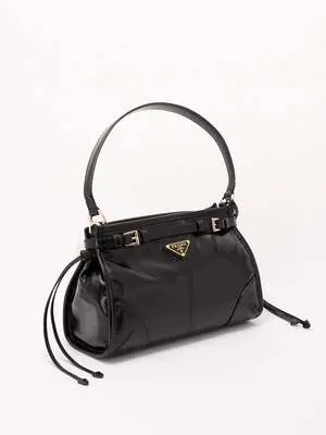 Prada Leather Shoulder Bag With Enameled Triangle Logo - Multicolor