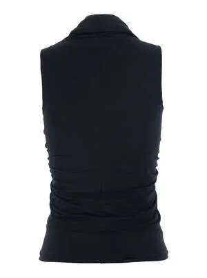 Rick Owens Black Fabric Sleeveless Top With Ruching