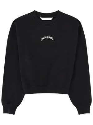 Palm Angels Cropped Logo Sweatshirt - Black