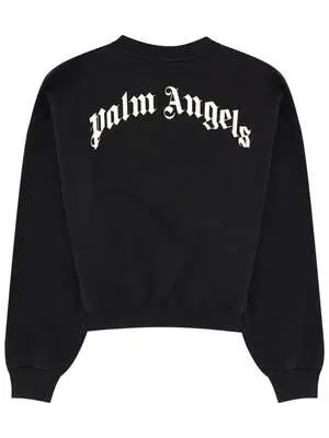 Palm Angels Cropped Logo Sweatshirt - Black