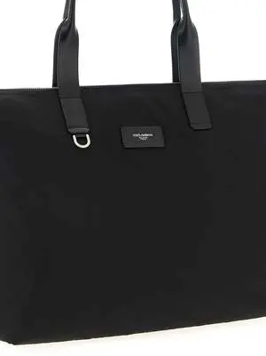 Dolce & Gabbana Medium Nylon Shopping Bag With Leather Details
