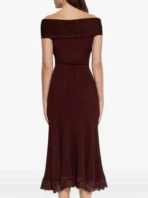 SELF-PORTRAIT Knit Lace Insert Midi Dress - Multicolor