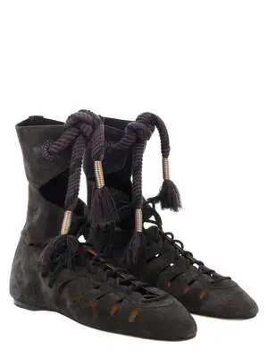 Isabel Marant Étoile Liade Suede Lace-up Boots - Black