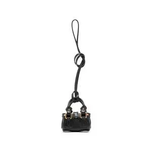 Chloé Buffalo Leather Keyring With Gold-tone Hardware - Black